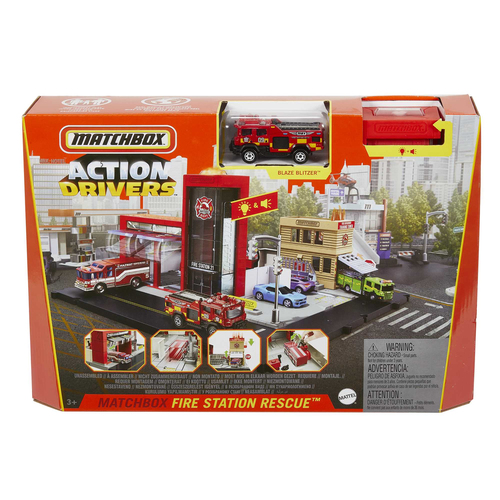 Matchbox Action Drivers Red de Brandweerkazerne Speelset | RC Hellevoet